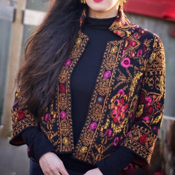 Moth | Jackets & Coats | Moth Payton Jacquard Blazer Boho Print Knit ...